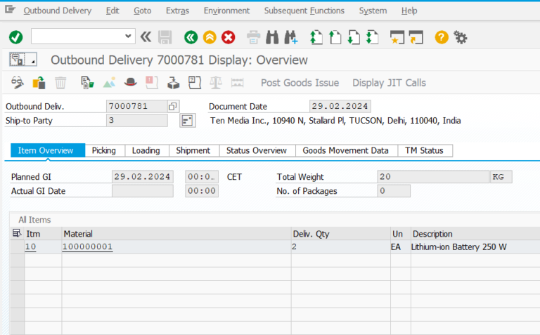 SAP TM Outbound Delivery Shipment Scenario: End-to-End Guide